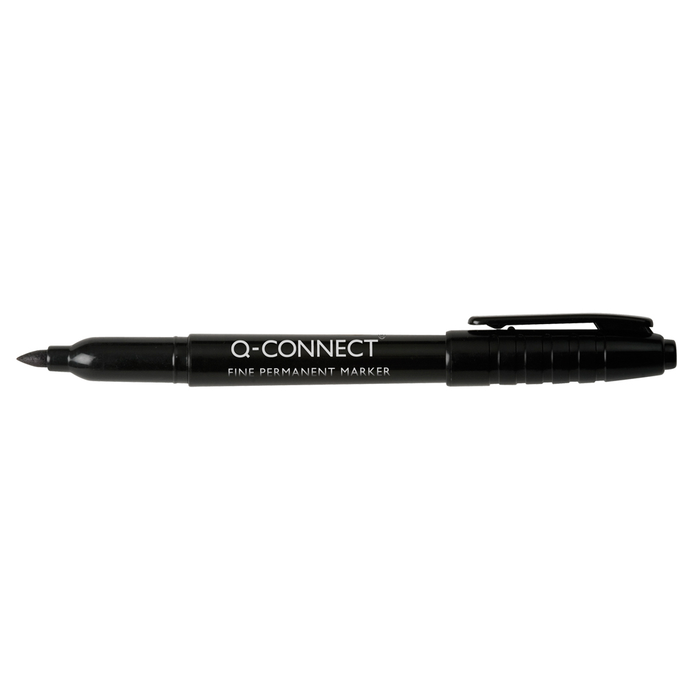 Fine permanent marker, bullet tip – Black - Q-CONNECT