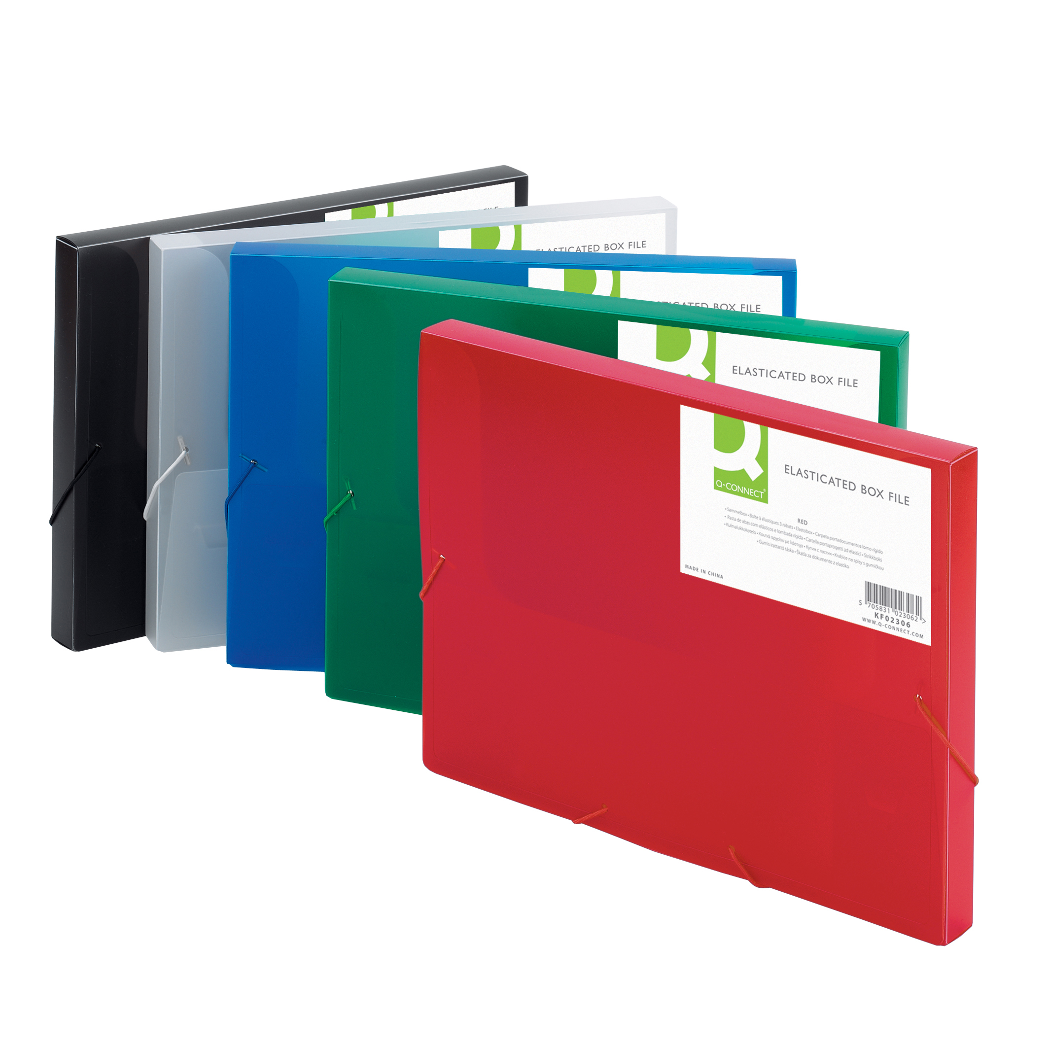 Elasticated box file, frosted – Blue - Q-CONNECT