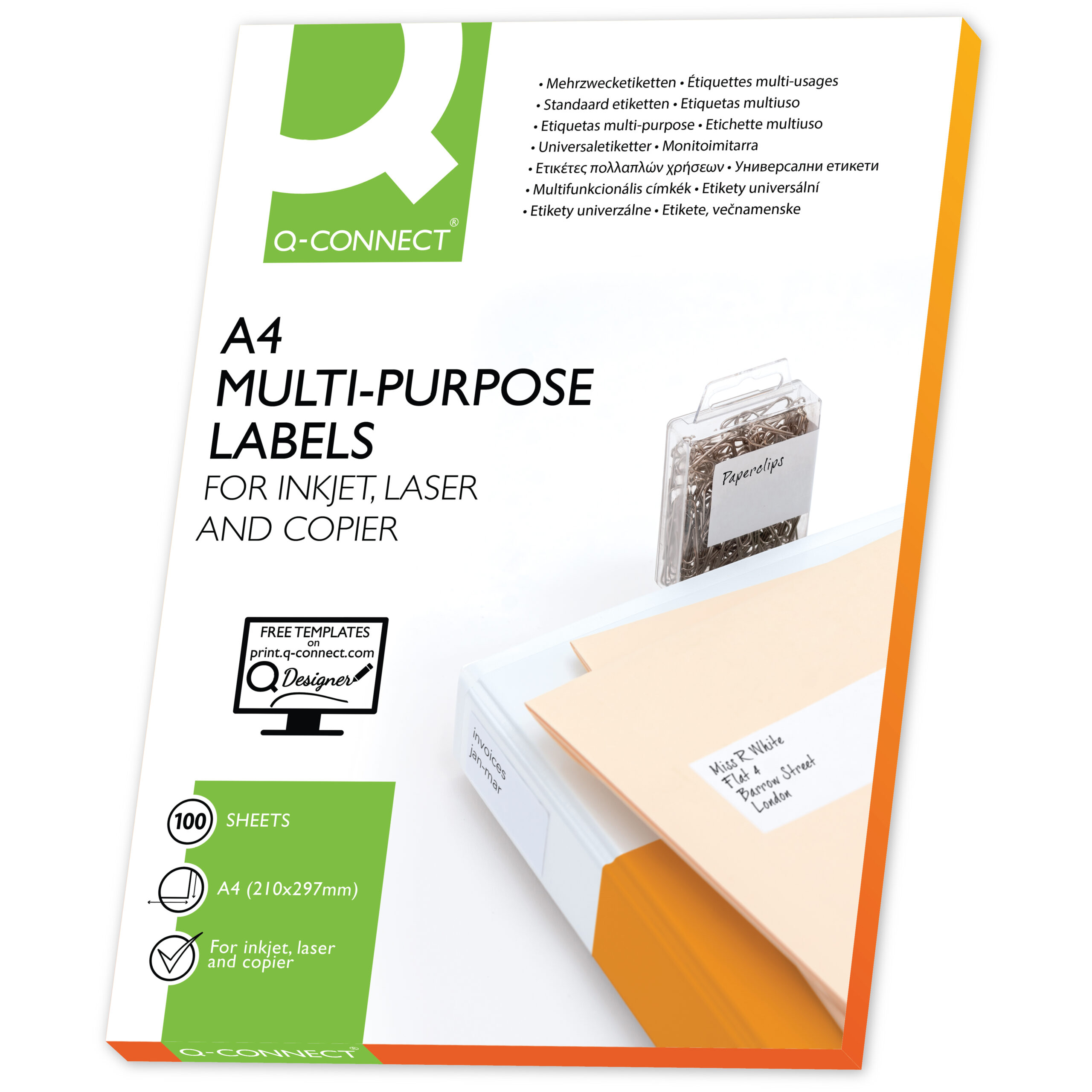 Labels 105 x 42mm – square corners - Q-CONNECT