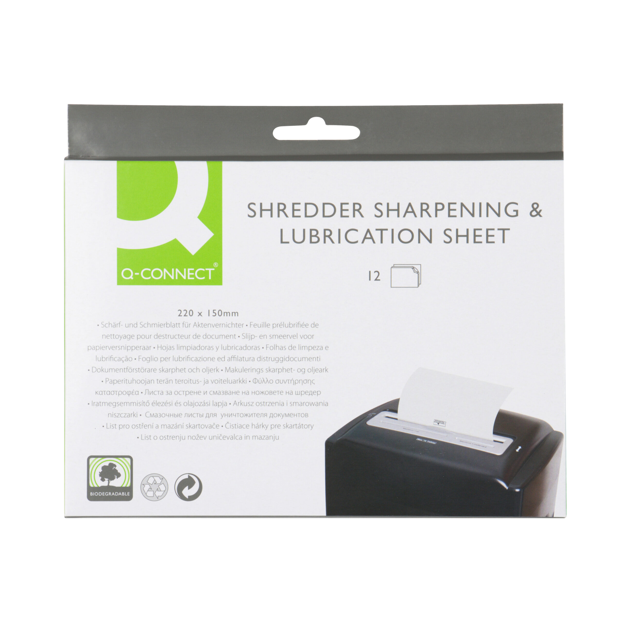 Shredder sharpening & lubrication sheet - Q-CONNECT
